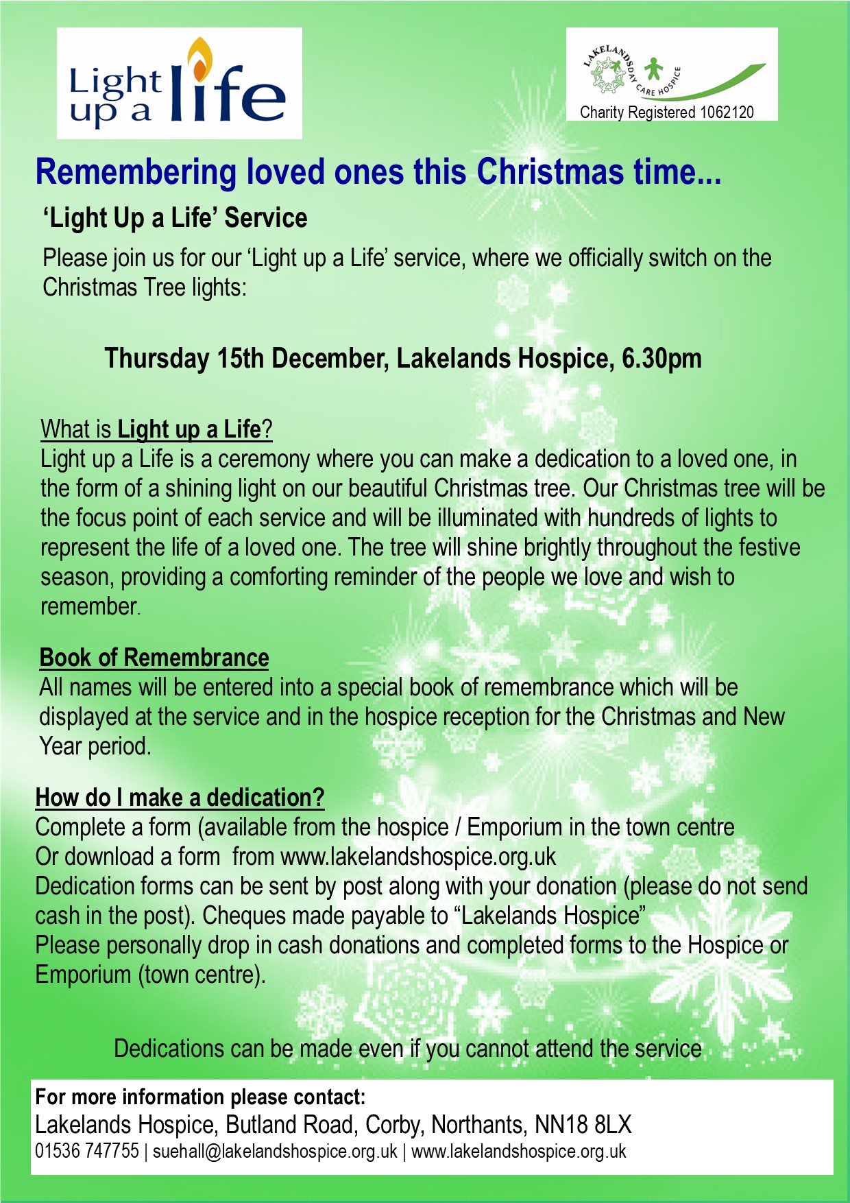 Light up a Life Hospice 2022 | Lakelands Hospice, Corby